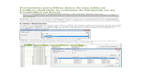 Formulario Para Filtrar Datos De Una Tabla En ListBox PDF Document