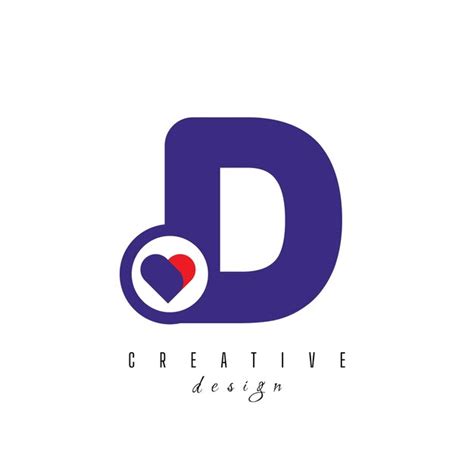 Logotipo Corazón Letra D Hermoso Diseño De Logotipo De Amor Vectorial