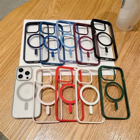 Caso De Carga Sem Fio Magsafe Para IPhone Capa Magn Tica Clara Luxo