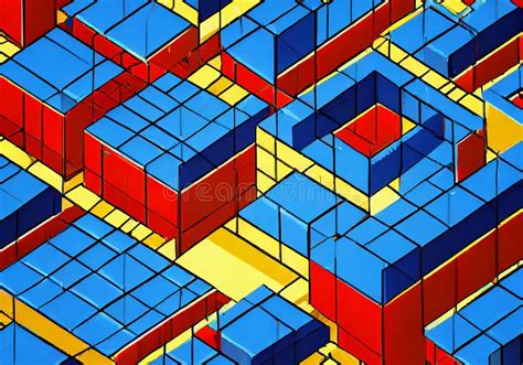 Abstract Colorful Mozaic Tile Dominated With Blue Color Realistic