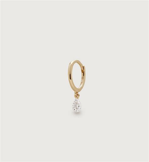 Lab Grown Diamond Teardrop Solitaire Mini Huggie Single Earring In 14k