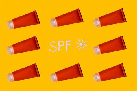 Premium Photo Sunscreen Spf Cream Pattern On Yellow Background