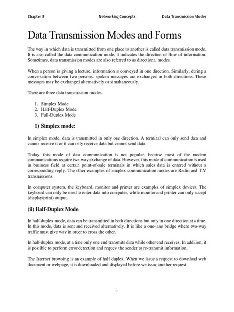 Overview Of Data Transmission Modes Pdf Duplex Telecommunications