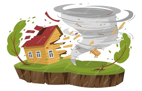 Premium Vector Cartoon Tornado Hurricane Natural Disaster Twisted