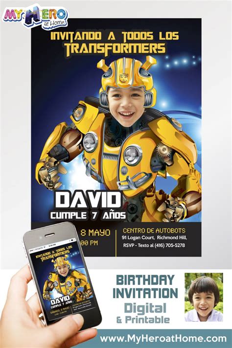 Transformers Invitacion Cumple. Fiesta tema Bumblebee. | Fiesta de los ...