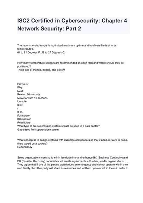 Isc2 Certified In Cybersecurity Chapter 4 Network Security Part 2 Exam 2024 2025 Questions
