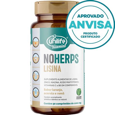 Noherps Lisina 90 Comprimidos 1000mg Unilife Shopee Brasil