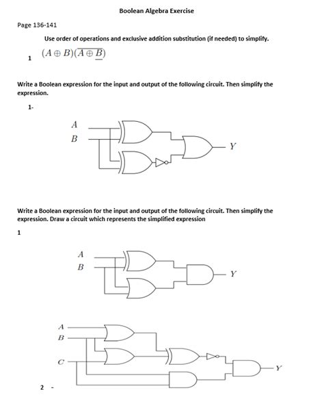 Solved Boolean Algebra Exercise Page 136 141 Use Order Of