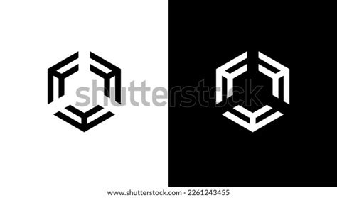 Direction Arrow Logo Hexagon Black White Stock Vector Royalty Free