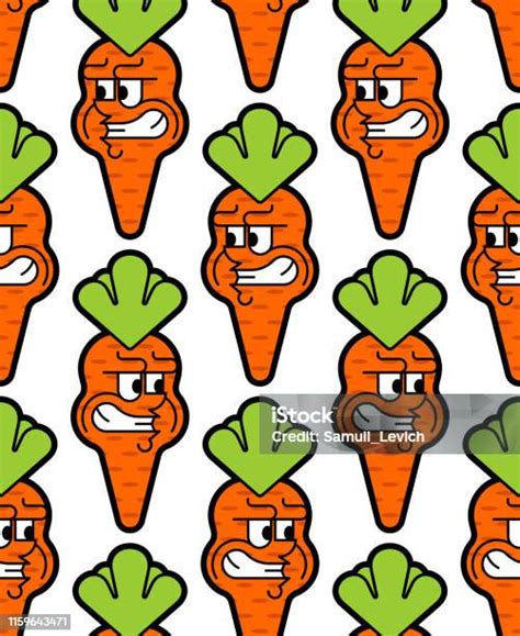 화가 당근 패턴 원활한 사악한 야채 배경입니다 벡터 일러스트레이션 감정에 대한 스톡 벡터 아트 및 기타 이미지 감정 건강한 식생활 귀여운 Istock