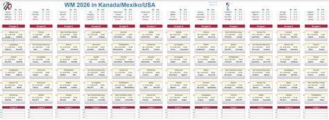 Wm 2026 Spielplan Für Excel Alles Voll Automatisch