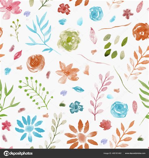Floral Hand Drawn Watercolor Isolated White Canvas High Resolution