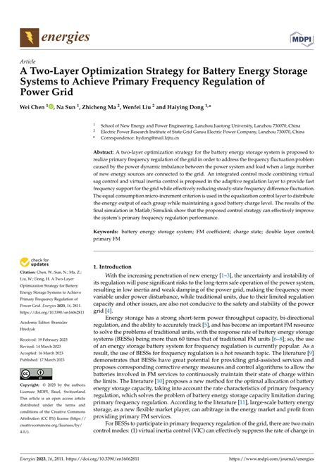 Pdf A Two Layer Optimization Strategy For Battery Energy Storage