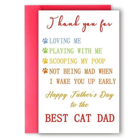 Fathers Day Card For Cat Dad Funny Pet Fathers Day Card