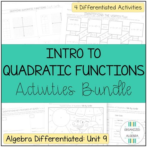 Quadratic Functions Activities Unit Graphing Transformations Key Features