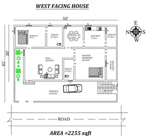 The West Facing House Floor Plan
