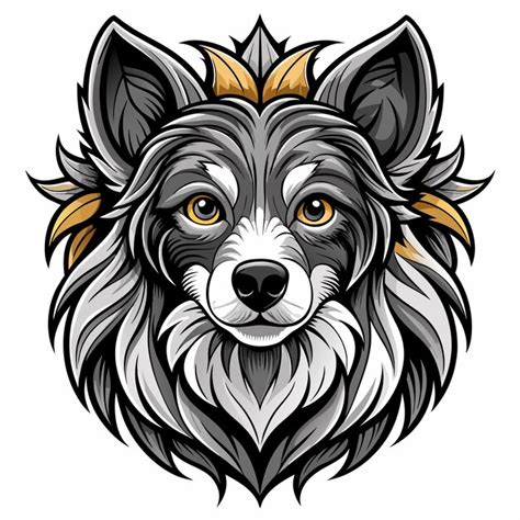 Tatuagem De Cabeça De Lobo Desenhada à Mão Mascote Personagem De