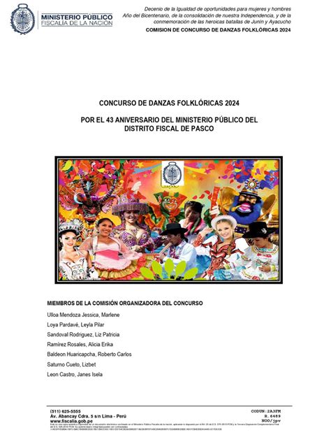 Concurso De Danzas Folklóricas 2024 Pdf Bailes Las Artes Escénicas