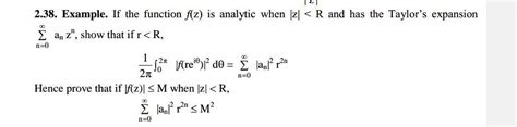 solved 2 38 example if the function f z is analytic when