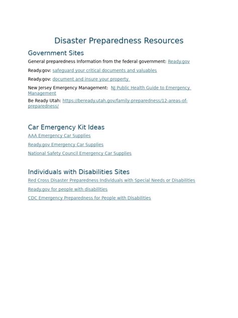 Disaster Preparedness Resources Pdf