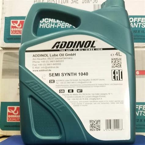 ADDINOL 1040-10w40 Semi Synth (4L)API :SP | Shopee Malaysia