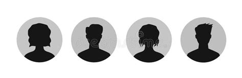 Vector Profile Female And Male Half Body Circle Button With Avatar
