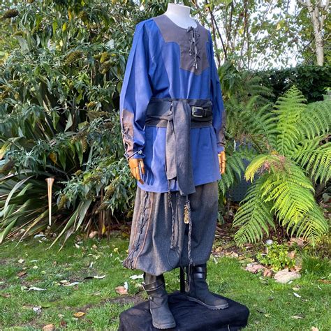 Larp Shirt Cotton Blue And Grey Larp Costumes