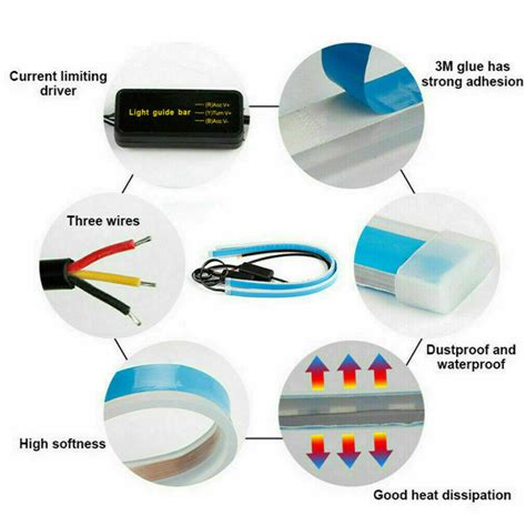 MakeCool Red Yellow Cm X Sequential LED Strip Turn Signal Indicator DRL Daytime Running Lig
