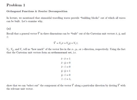Solved Problem Orthogonal Functions Fourier Chegg