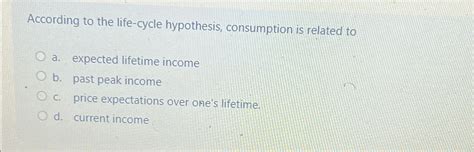 Solved According To The Life Cycle Hypothesis Consumption