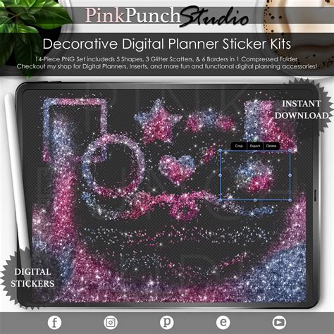 Girl Squad Glitter Bombed Png Stickers Kit Clipart For Digital Planner