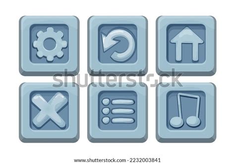 Set Menu Ui Buttons On Stone Stock Vector Royalty Free 2232003841