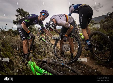 German Cyclist Andreas Seewald And Czech Martin Stosek Left Solve Technical Problems During