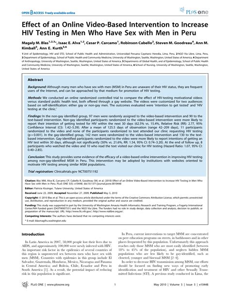 Pdf Effect Of An Online Video Based Intervention To Increase Hiv Testing In Men Who Have Sex