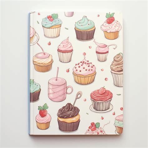 Premium Photo There Is A Notebook With A Pattern Of Cupcakes On It