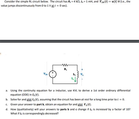 Solved Consider The Simple Rl Circuit Below The Circuit Has