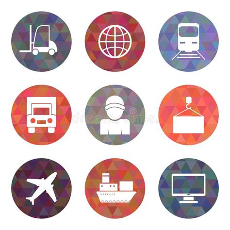 Warehouse Transportation And Delivery Icons Flat Set Stock Vector