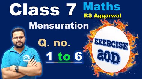Mensuration Class 7 Chapter 20 Exercise 20d Question 1 6 Rs