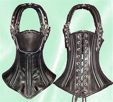 Genuine Leather Steel Boned Bondage Neck Corset Collar Hood Etsy