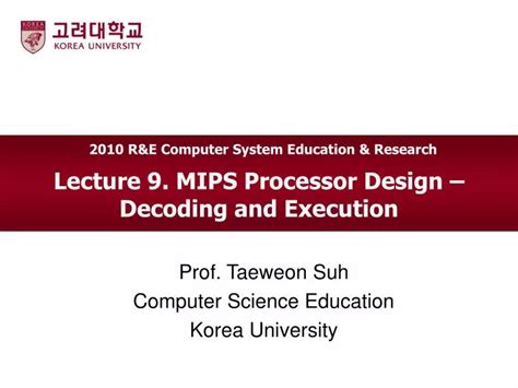Ppt Lecture 9 Mips Processor Design Decoding And Execution