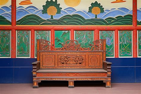 칠해진 스크린 앞의 나무 벤치 고건축 고해상 궁전 배경 일러스트 및 사진 무료 다운로드 Pngtree