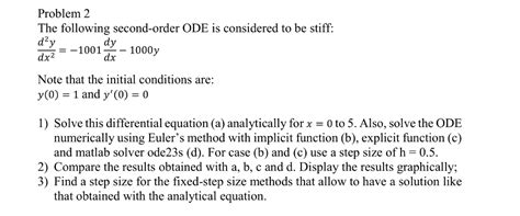 Solved Problem 2 The Following Second Order Ode Is