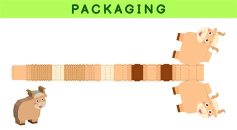 파티 호의 상자 다이 컷 야크 디자인 과자 사탕 작은 선물 빵집 패키지 템플릿 어떤 목적을 위한 훌륭한 디자인 생일 베이비 샤워 피나타 벡터 스톡 일러스트레이션입니다 0명에