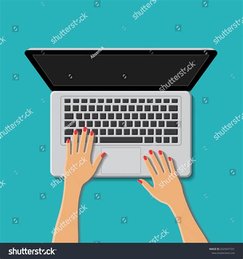 Top View Workplace Laptop Vector Illustration Stock Vector Royalty Free Shutterstock