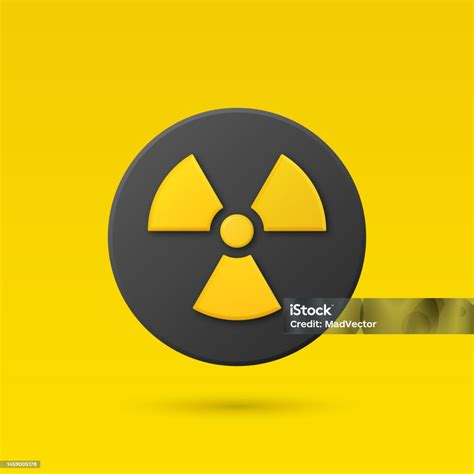벡터 노란색 경고 위험 핵 기호 검은 기호 배지 아이콘 격리 방사능 경고 기호 원형 둥근 위험한 표시 디자인 템플릿 전면 모습 3차원 형태에 대한 스톡 벡터 아트 및 기타