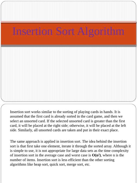 Insertion Sort Algorithm Pdf Computing Applied Mathematics