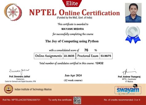 Mayank Mishra On Linkedin Learning Python Nptel Iitmadras Achievement