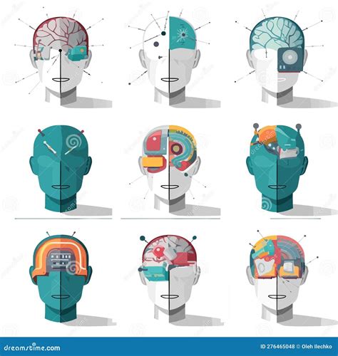 Artificial Intelligence Chat Bot Set Vector Illustration Isolated Stock