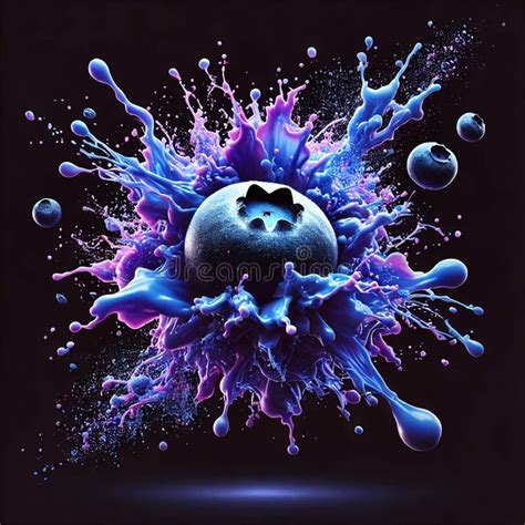 Vibrant Blueberry Splash Featuring Abstract Colors That Captivate And Inspire The Eye Stock