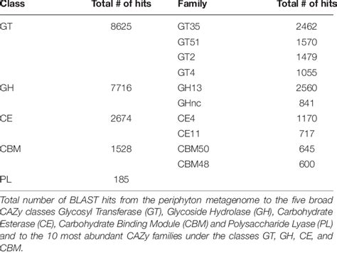 Cazy Analysis Results Download Table
